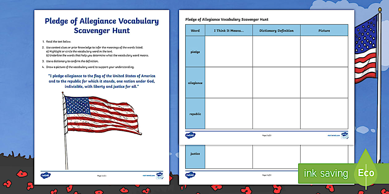 Pledge of Allegiance Worksheet | Veterans Day | Twinkl USA