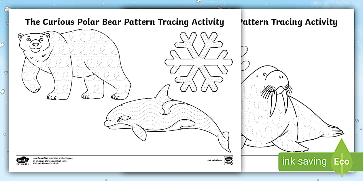 The Curious Polar Bear Pattern Tracing Activity | Twinkl