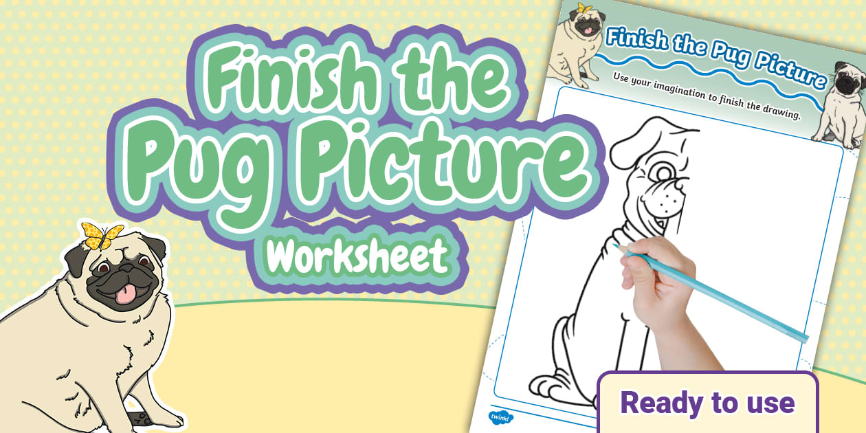 * NEW * Finish the Pug Picture Worksheet