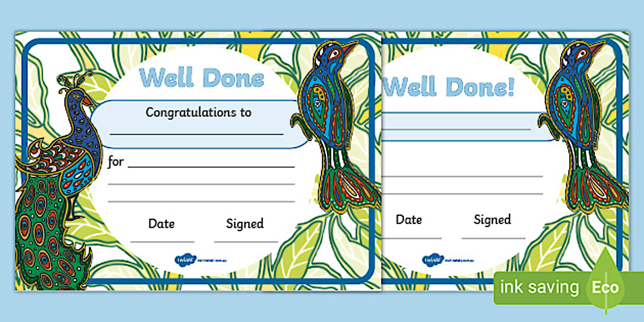 Batik Bird Class Award Certificate (teacher made) - Twinkl