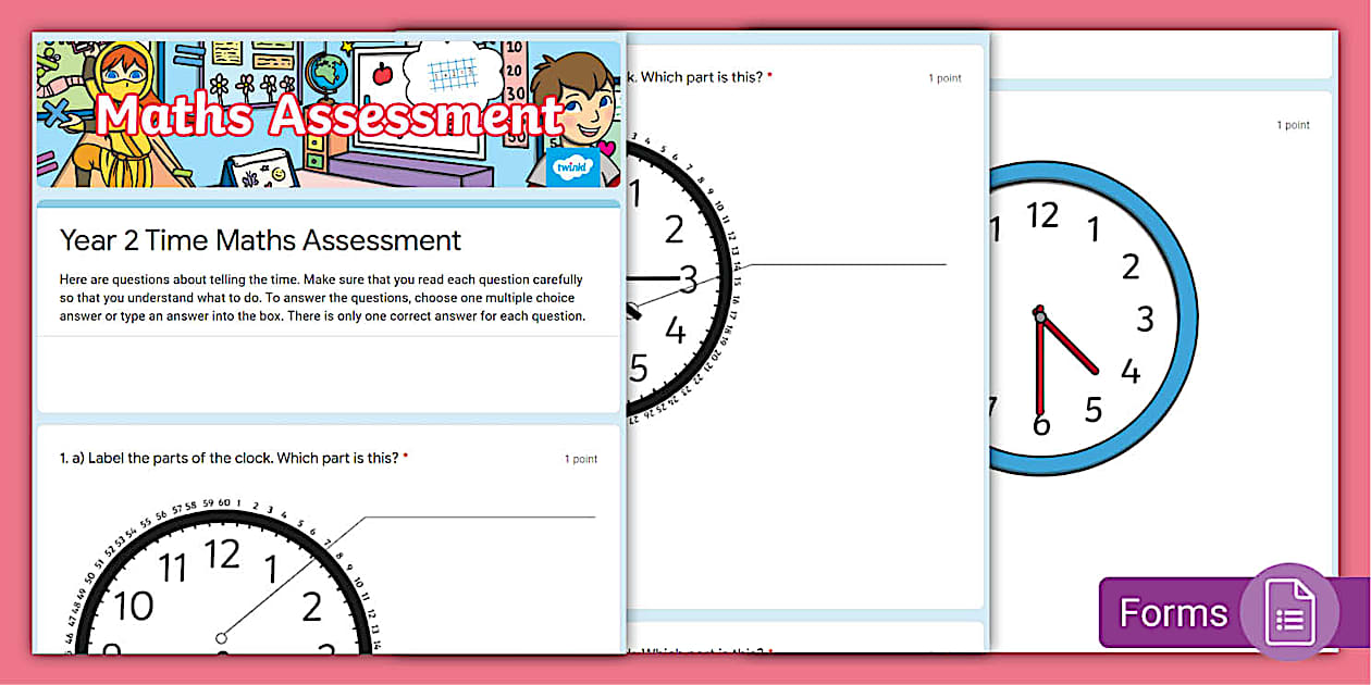 Year 2 Time Maths Assessment Google Form (öğretmen yaptı)
