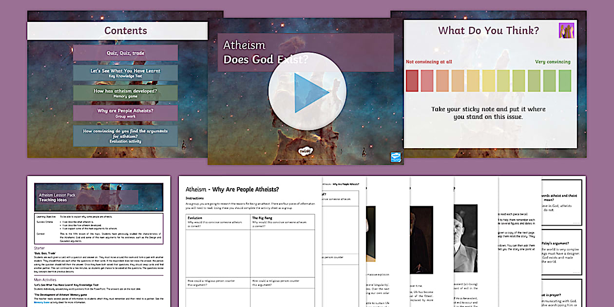 Atheism Lesson Pack - God; atheism; atheist; evolution; big bang ...