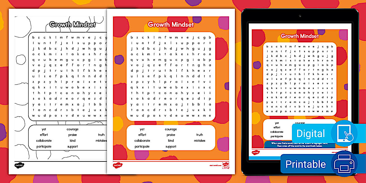 The Dot Growth Mindset Word Search for Kids | Twinkl USA