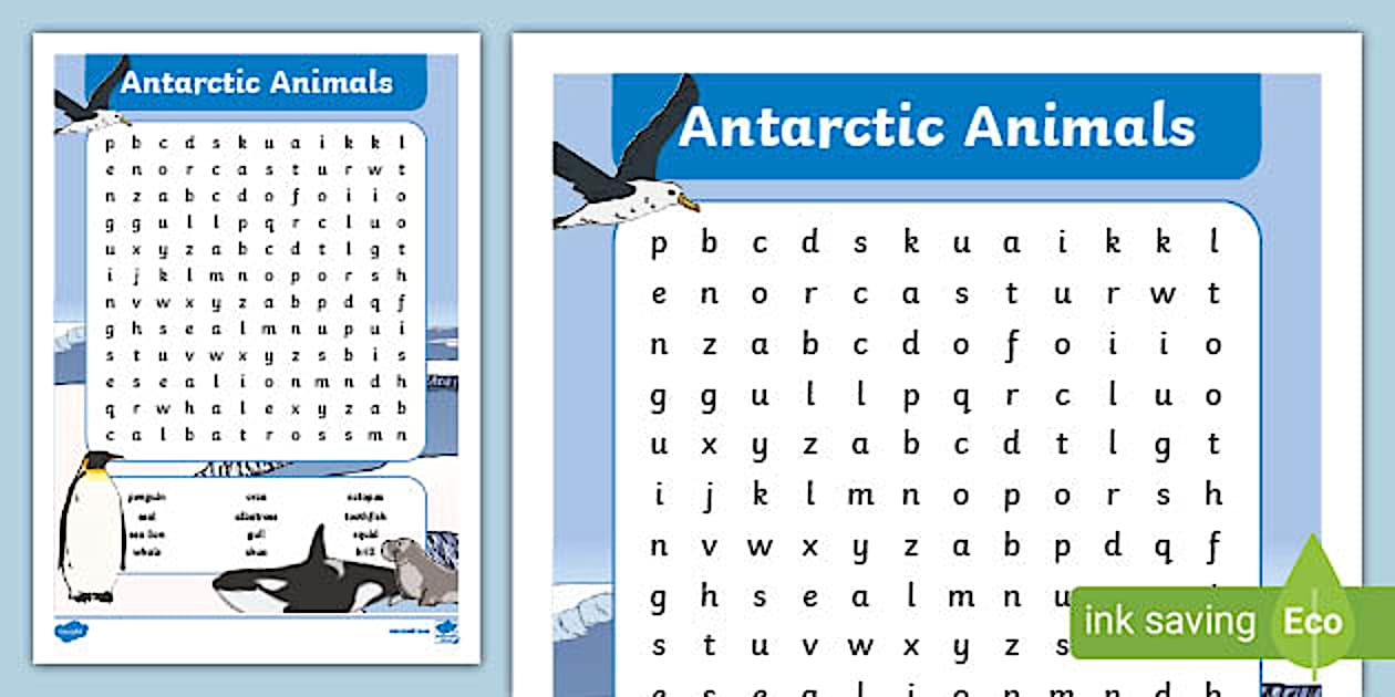 Antarctic Animals Word Search - Polar Regions - KS1 - Twinkl