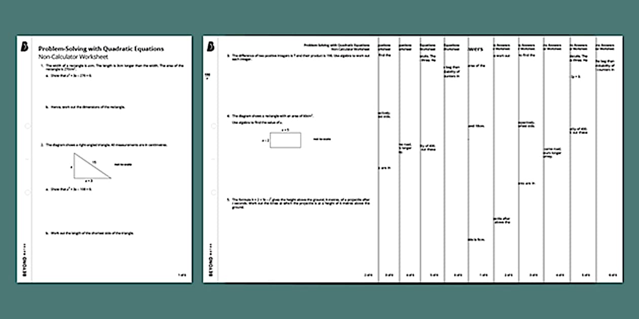 👉 Solving Quadratic Equations Worksheet | Maths | Beyond