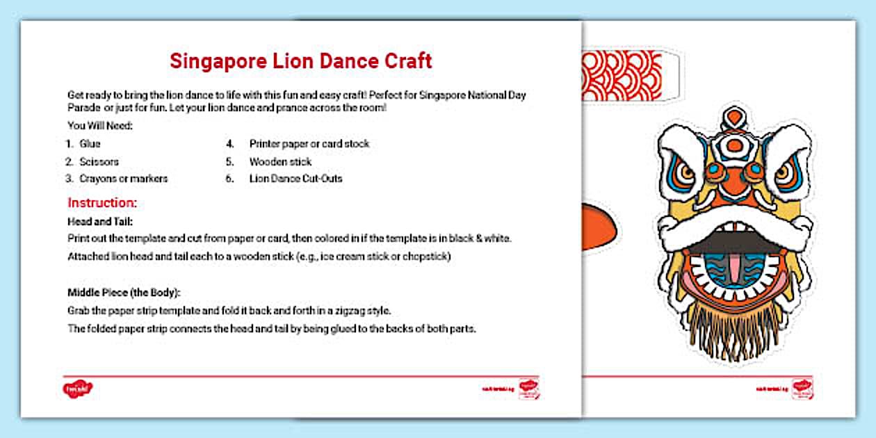 Singapore National Day Lion Dance Craft (teacher made)