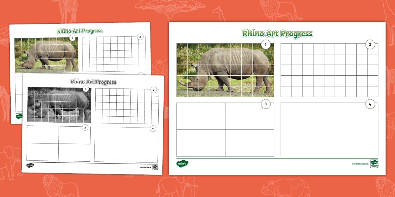 Rhino Art Progress Template (professor feito) - Twinkl