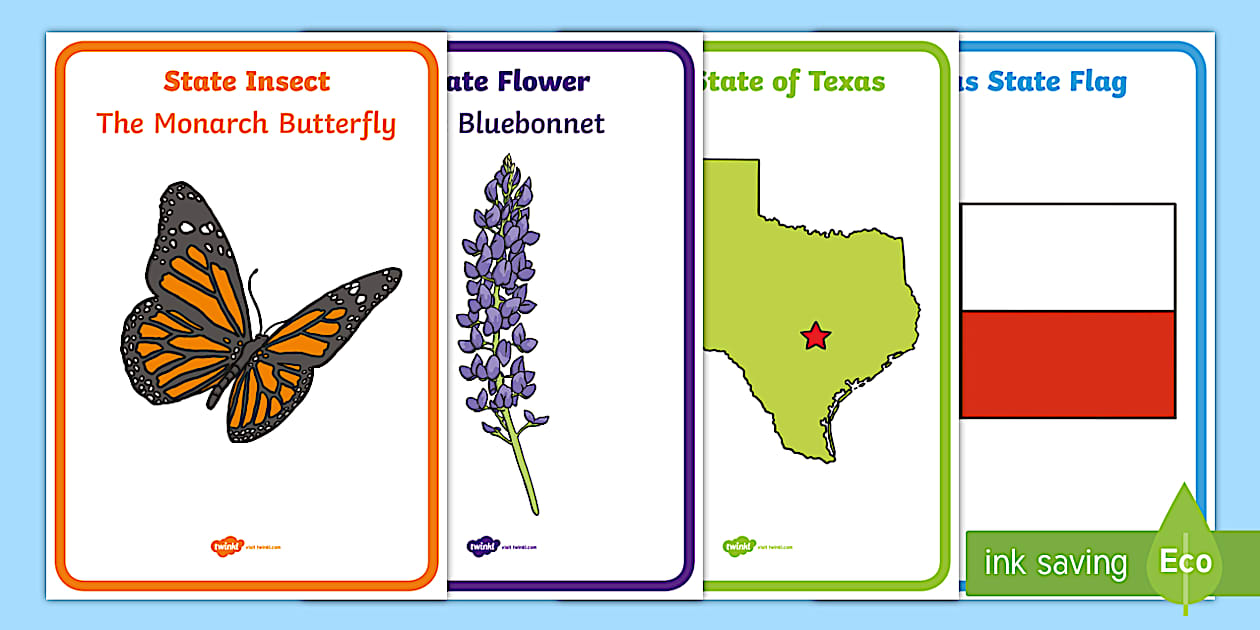 Cursive Texas State Symbols Posters (teacher made) - Twinkl