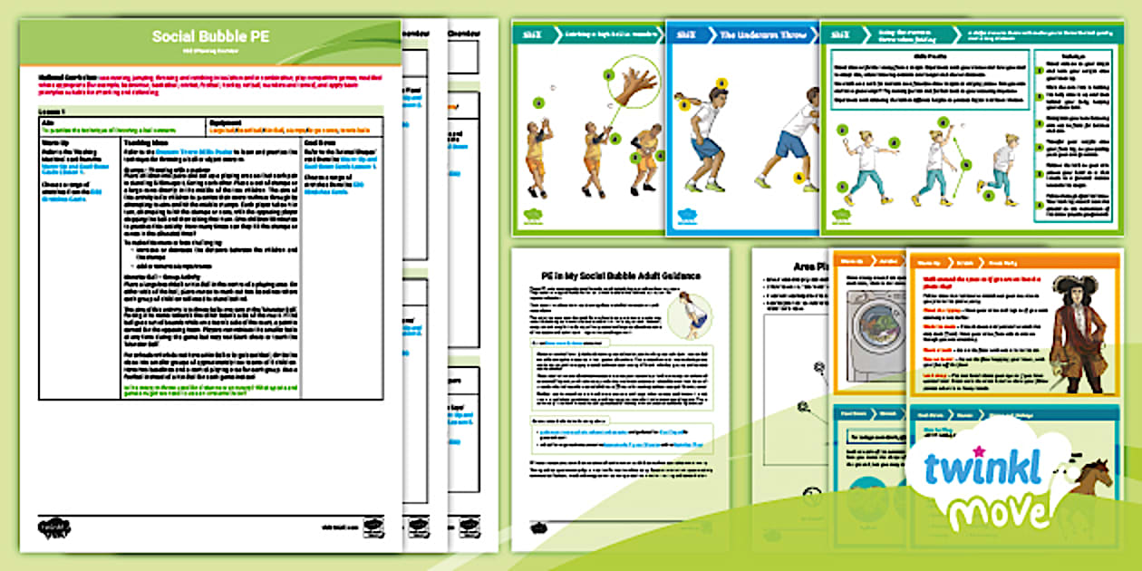 Socially Distanced Bubble PE Planning - K2 Bat and Ball Skills Unit Pack