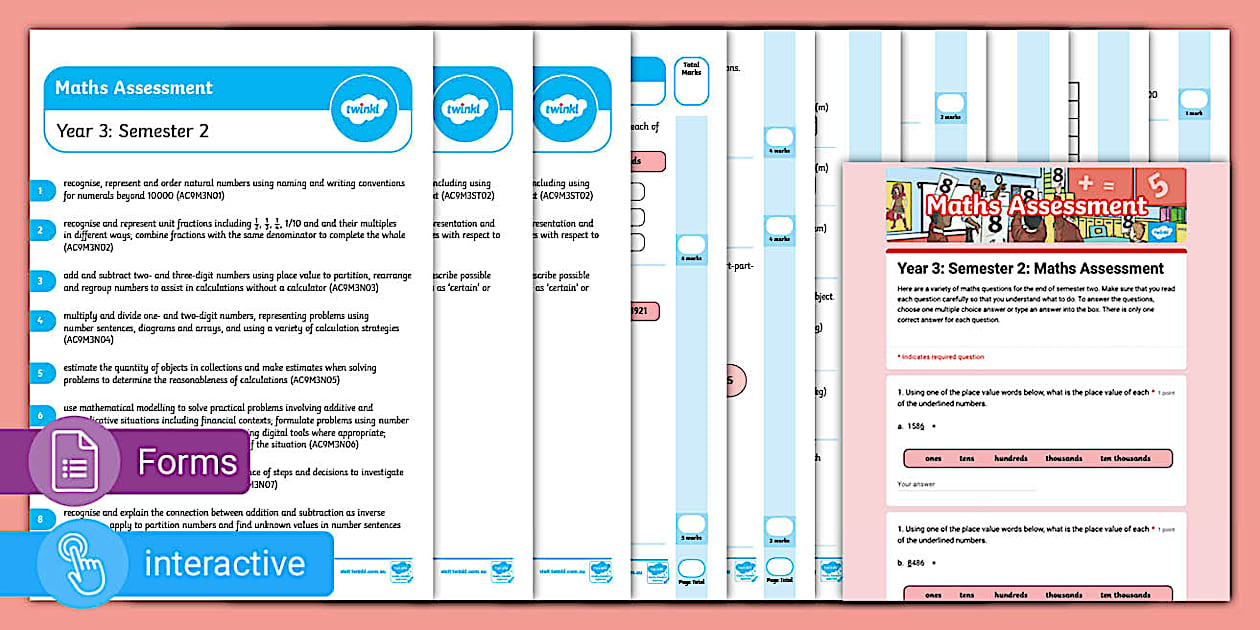 Year 3 Semester 2 Maths Assessment (teacher made) - Twinkl