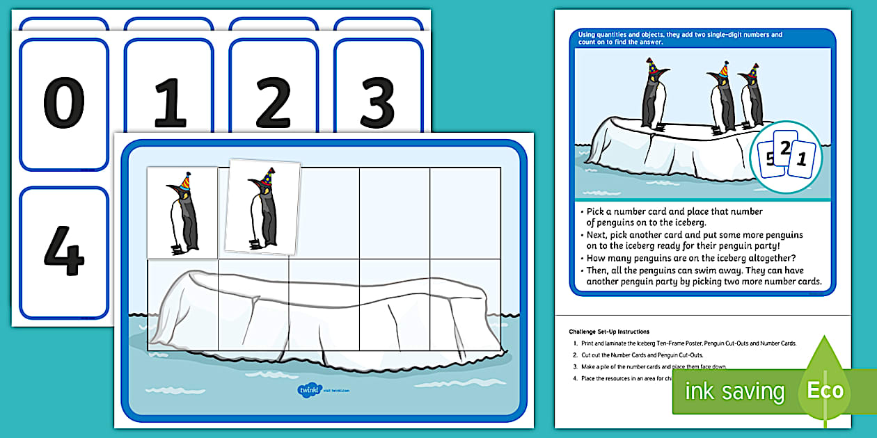 Kindergarten Maths Addition Challenge: Penguin Party