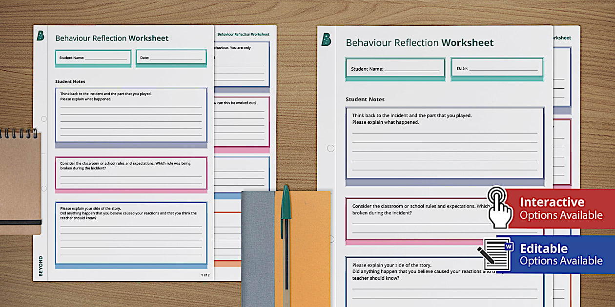 Behaviour Reflection Worksheet (teacher made) - Twinkl