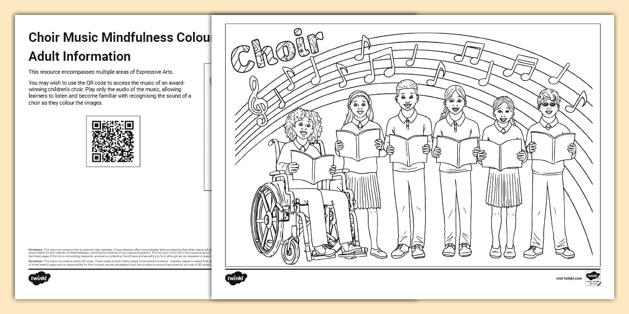 Choir Music Mindfulness Colouring Page (teacher made)