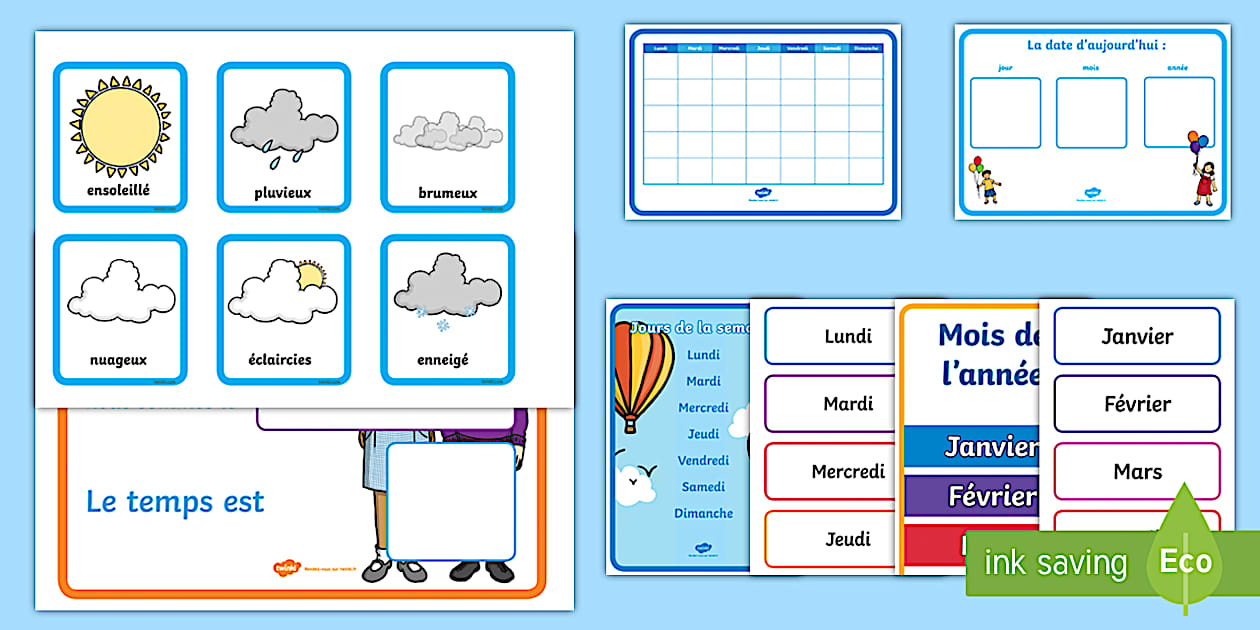 Pack de calendriers et météo - Maternelle - Twinkl CA