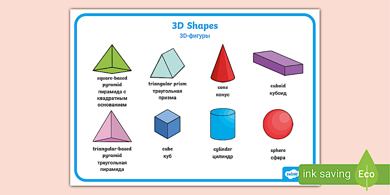👉 3D Shape Word Mat English/Russian - Twinkl
