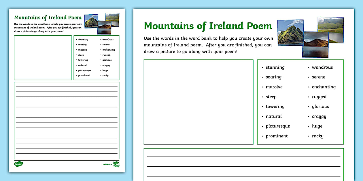 Mountains of Ireland Poem Writing Template (teacher made)