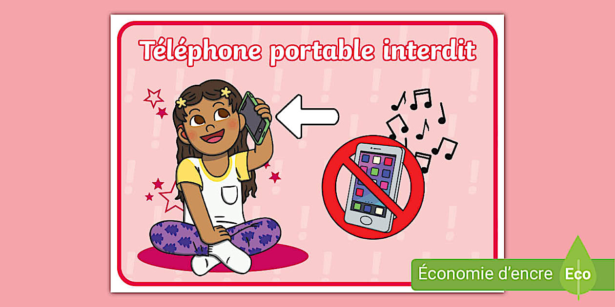 Affiche "téléphone interdit" pour les enfants