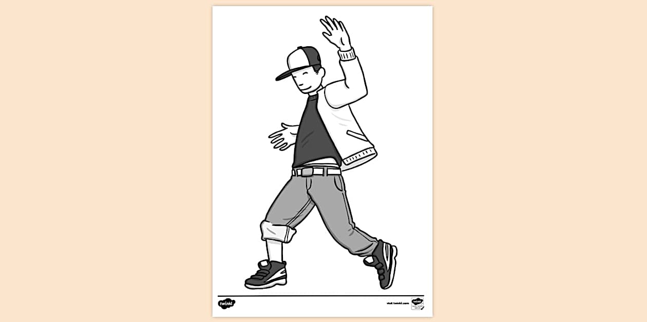 Street Dancer Colouring Sheet | Colouring Sheets - Twinkl