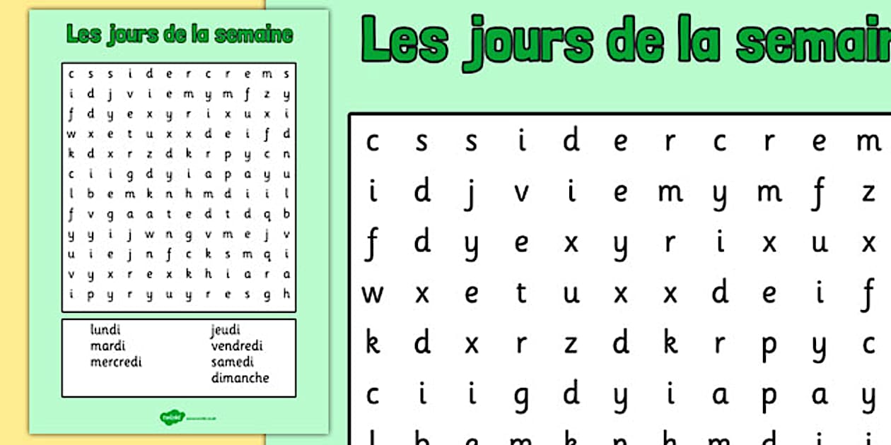 Weekday Wordsearch in French (teacher made) - Twinkl