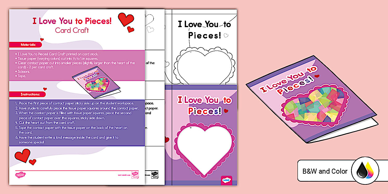 Valentine's Day I Love You to Pieces! Card Craft - Twinkl