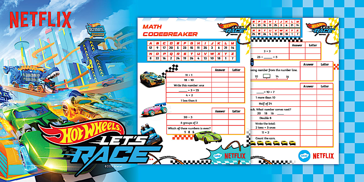Hot Wheels: Math Codebreaker for 1st-2nd Grade - Twinkl