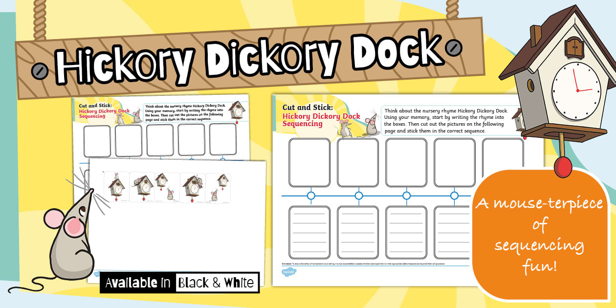 Cut and Stick: Hickory Dickory Dock Sequencing Worksheet