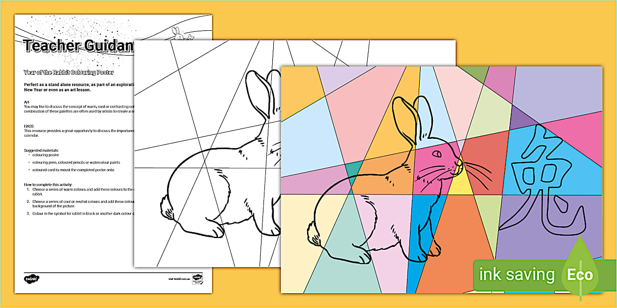 Year of the Rabbit Colouring Poster (teacher made) - Twinkl