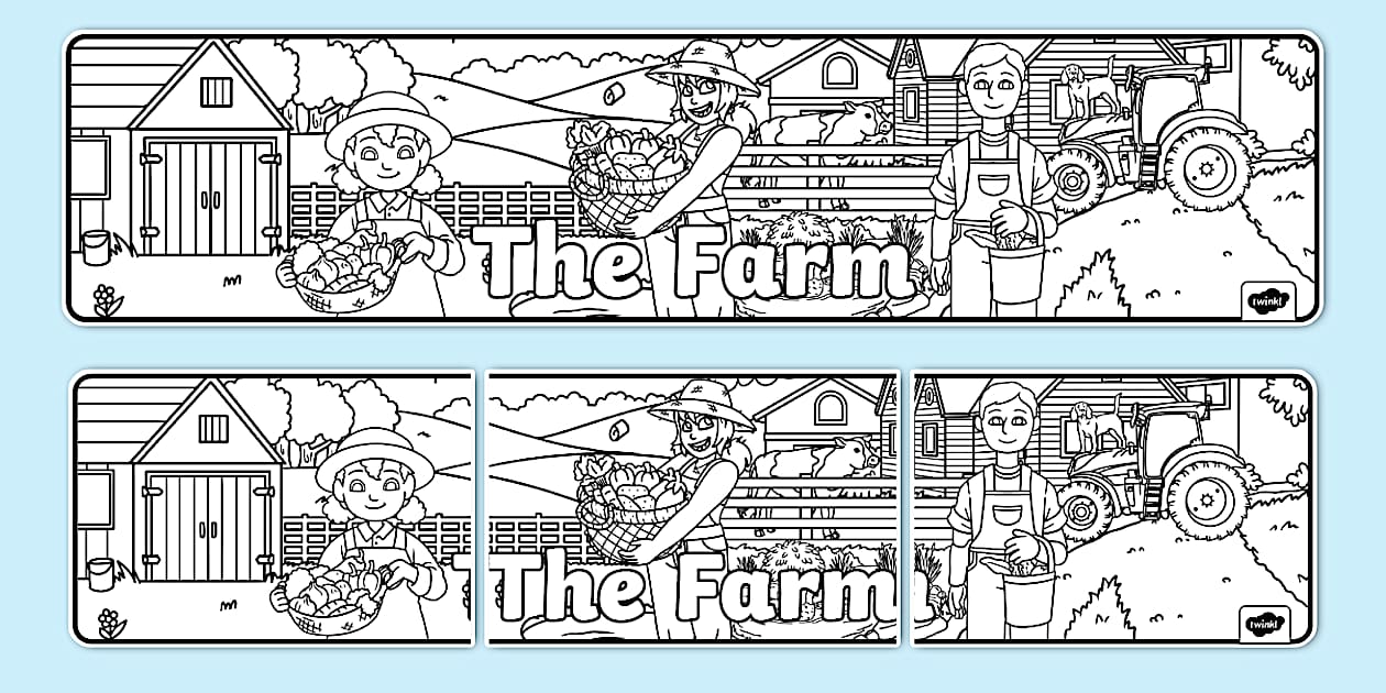 Farm Colouring Display Banner (teacher made) - Twinkl