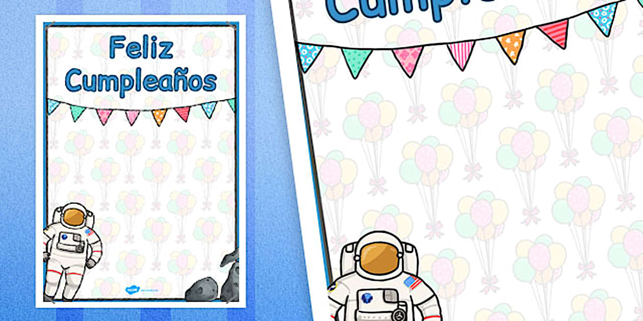 Spanish Happy Birthday Posters Space Themed