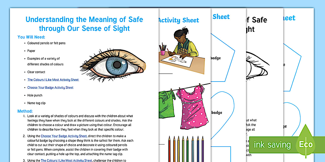 QLD Understanding the Meaning of Safe through Our Sense of Sight Activity