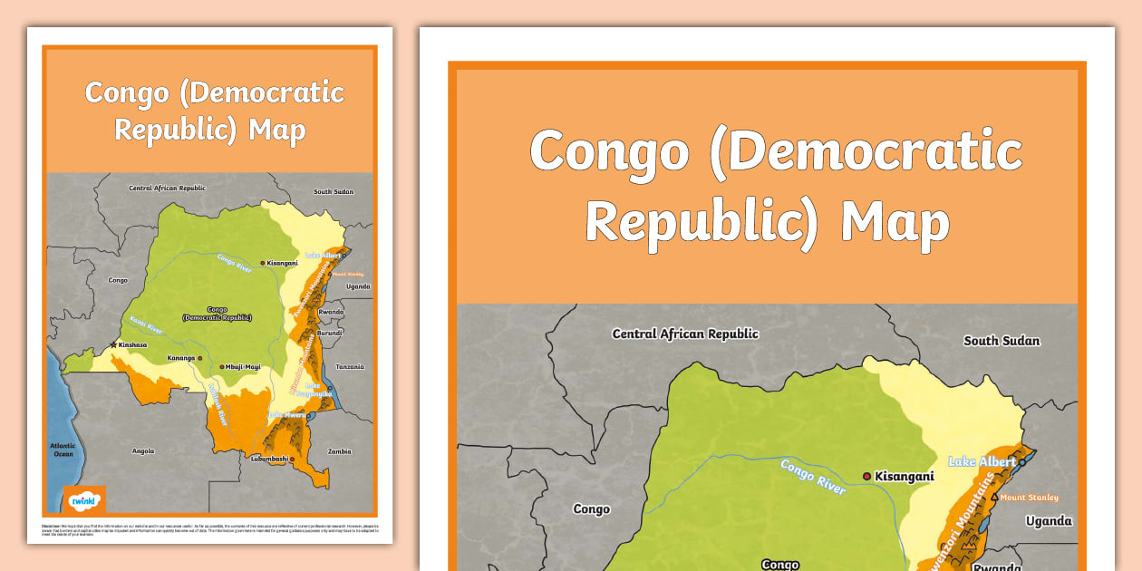 KS2 Congo (Democratic Republic) Display Map (teacher made)