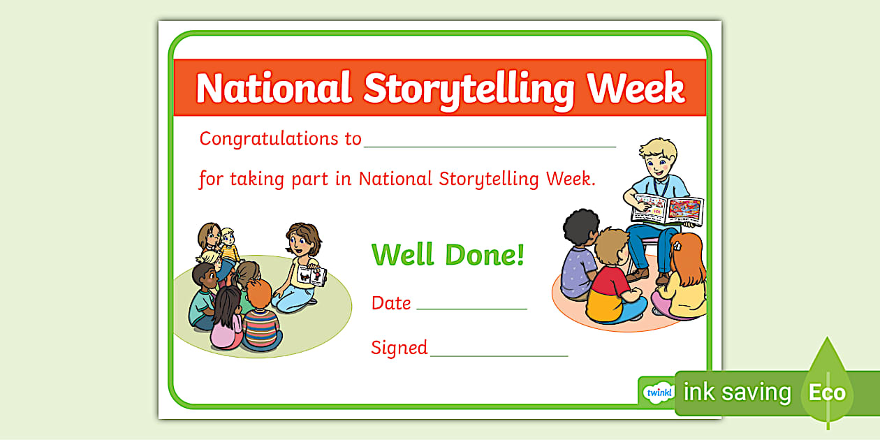 National Storytelling Week Certificate, Storytelling Week