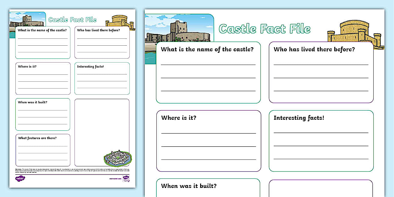 Castle Fact File Template,Castle Writing,castles ks1