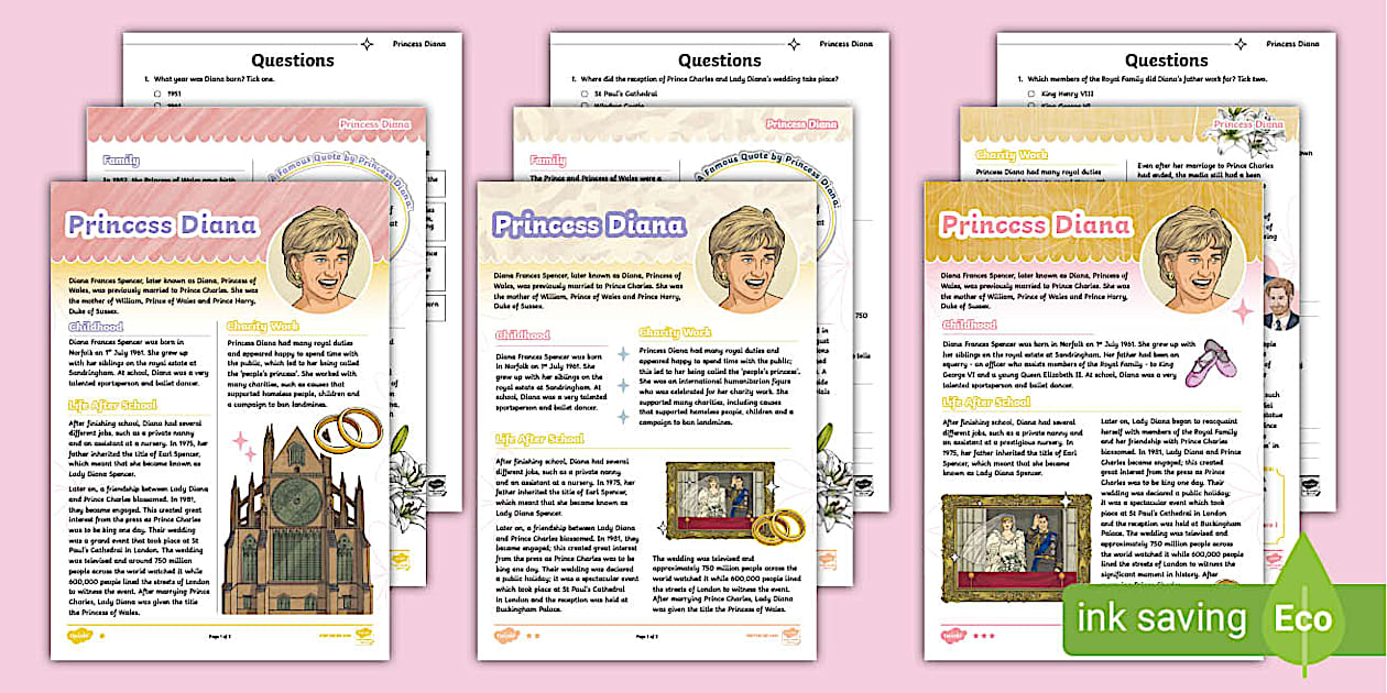 KS2 Princess Diana Differentiated Reading Comprehension