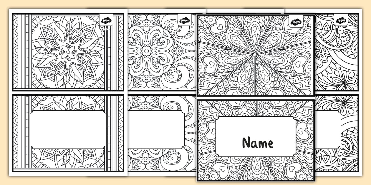 Mindfulness Colouring Name Tents
