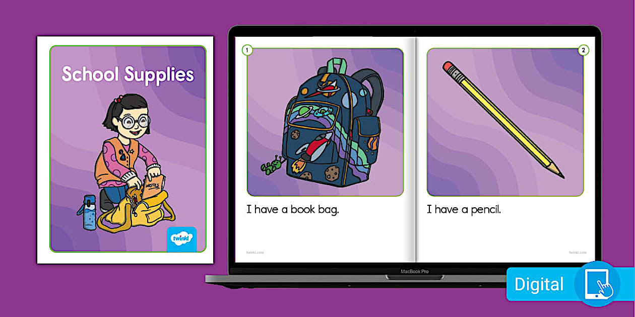 School Supplies Early Emergent Reader eBook (teacher made)