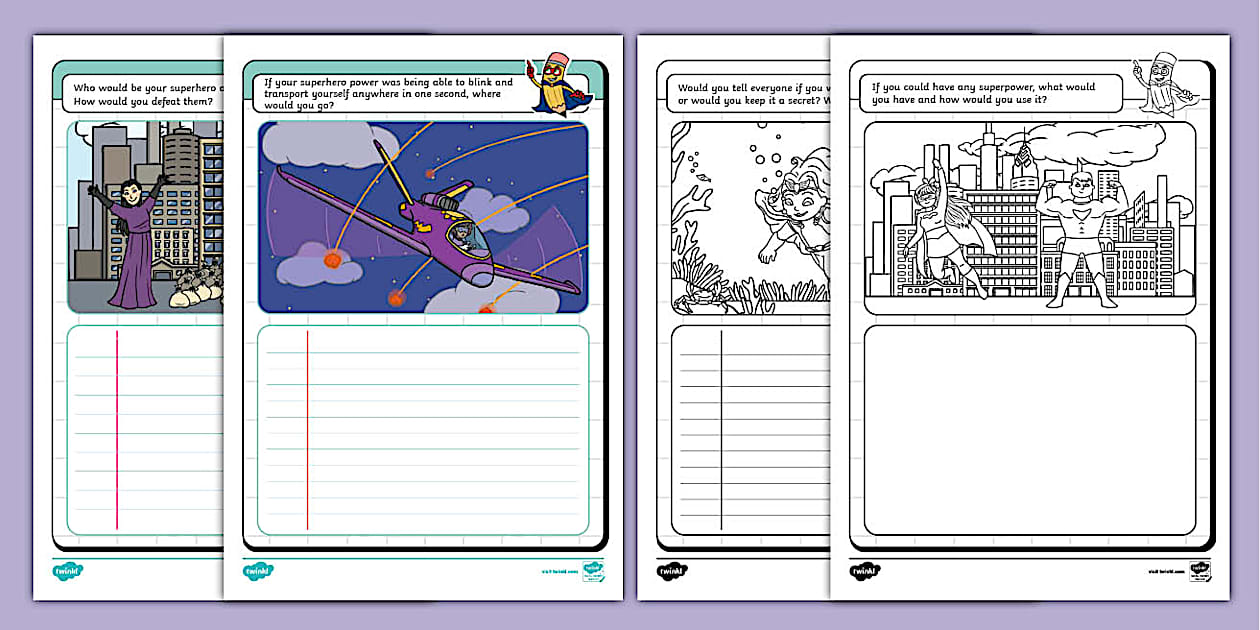 Superhero-Themed Prompt Questions Creative Writing Frames