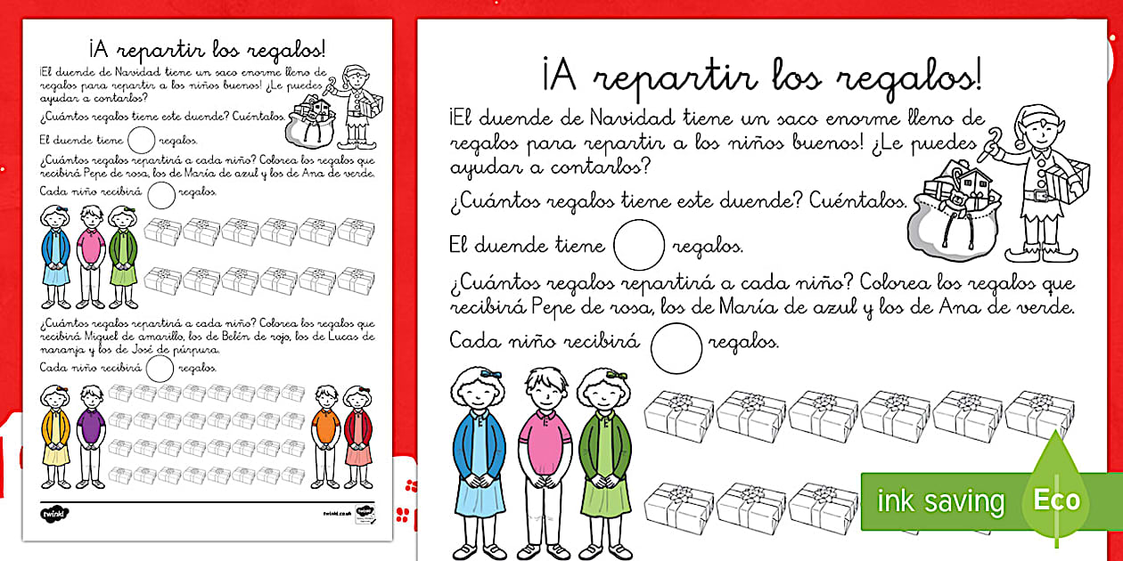 ¡A repartir los regalos! Ficha de actividad (teacher made)