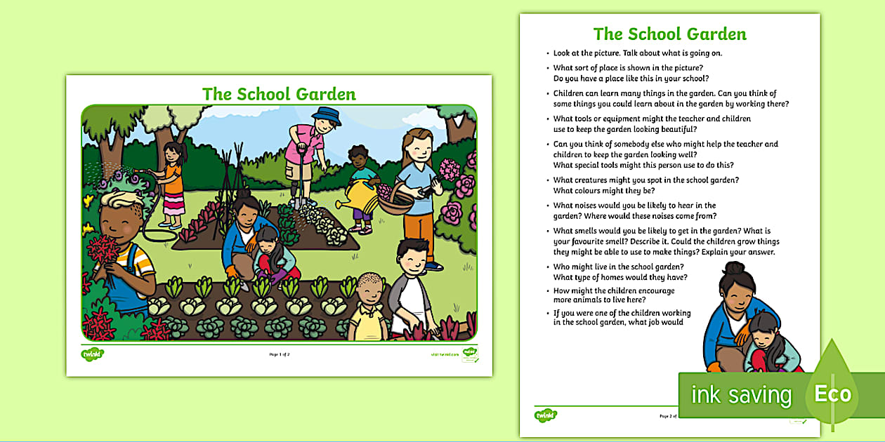The School Garden Oral Language Worksheet / Worksheet