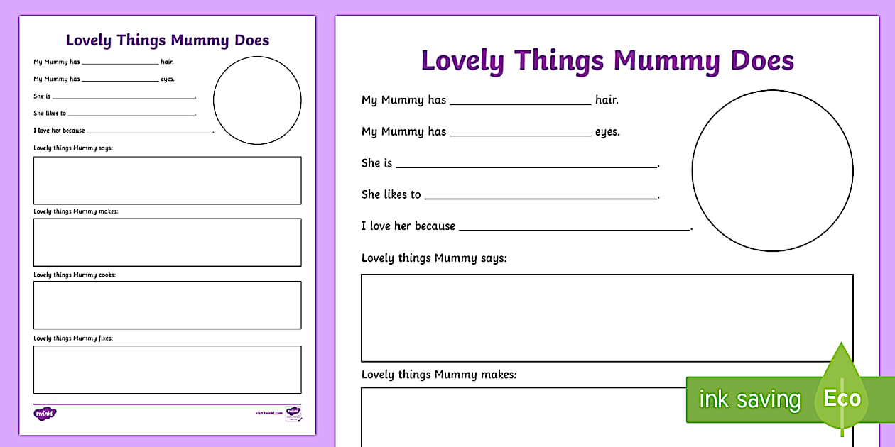 Editable Lovely Things Mummy Does Writing Worksheet - Twinkl
