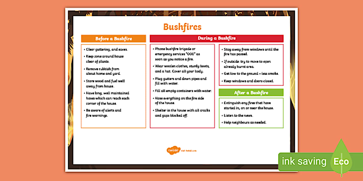 Editable Bushfires Poster Format A4 (teacher made) - Twinkl