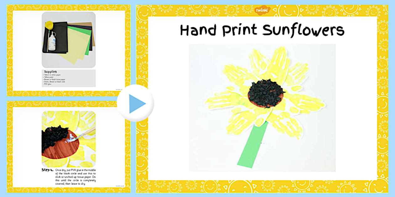 Hand Print Sunflowers Craft PowerPoint (Teacher-Made)