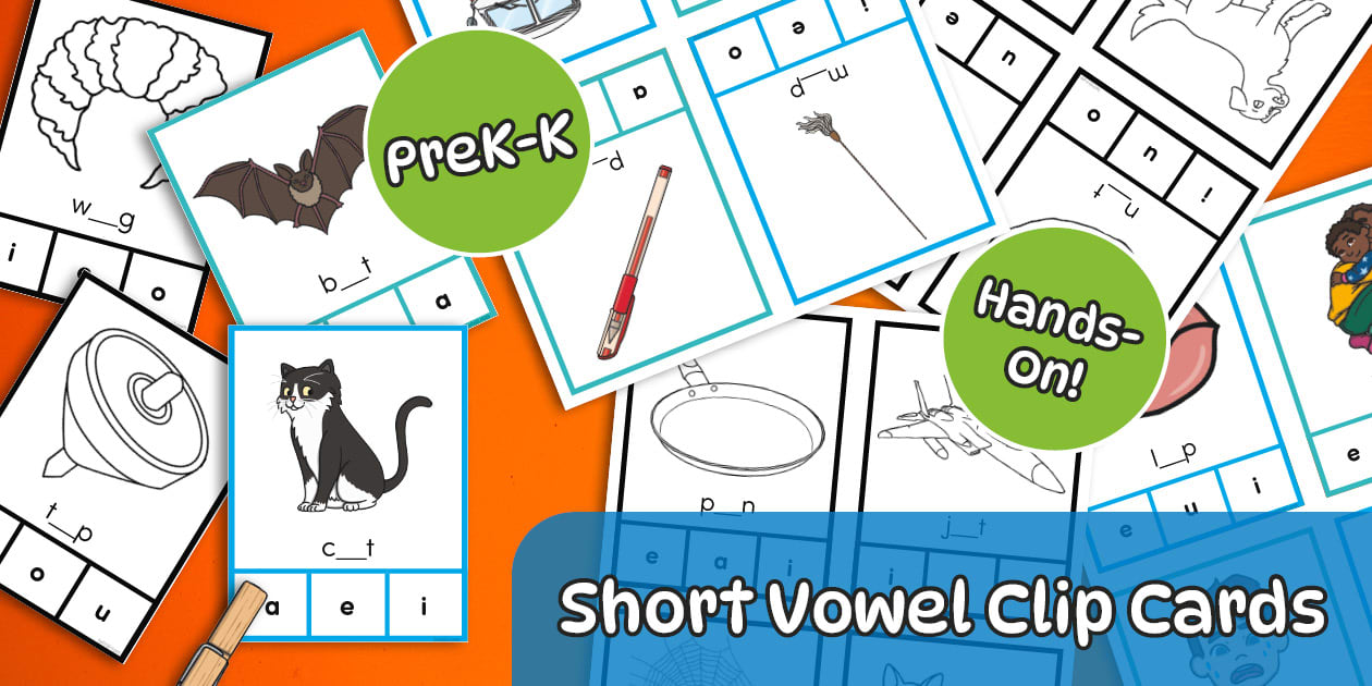 Short Vowel Matching Clip Cards for PreK-K (teacher made)