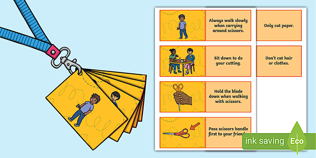 Scissor Safety Lanyard Cards (teacher made) - Twinkl