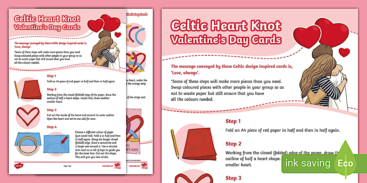 Celtic Heart Knot Valentine's Day Cards (Teacher-Made)