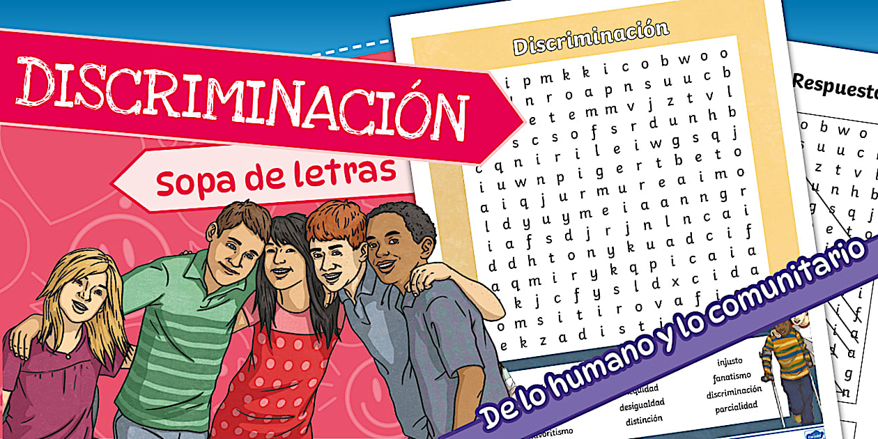 Sopa de letras sobre discriminación