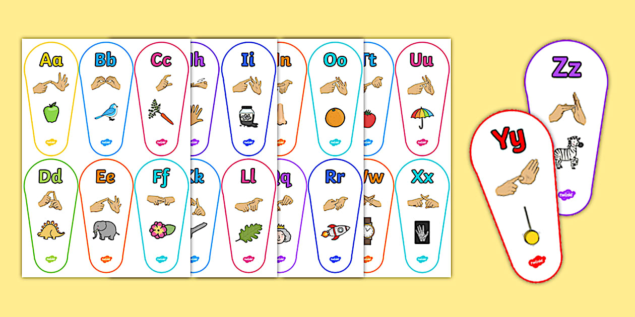 Black and White British Sign Language Alphabet Fan - Twinkl