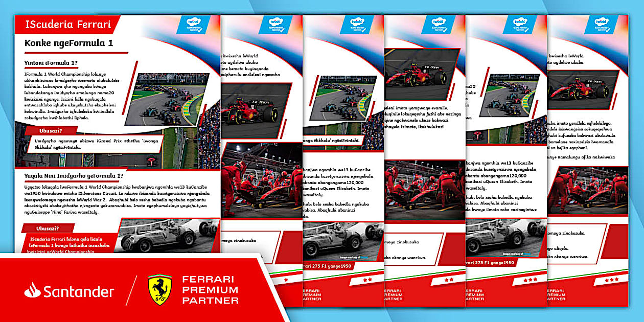 Scuderia Ferrari F1 All About F1 Differentiated Reading Comprehension [Ages
