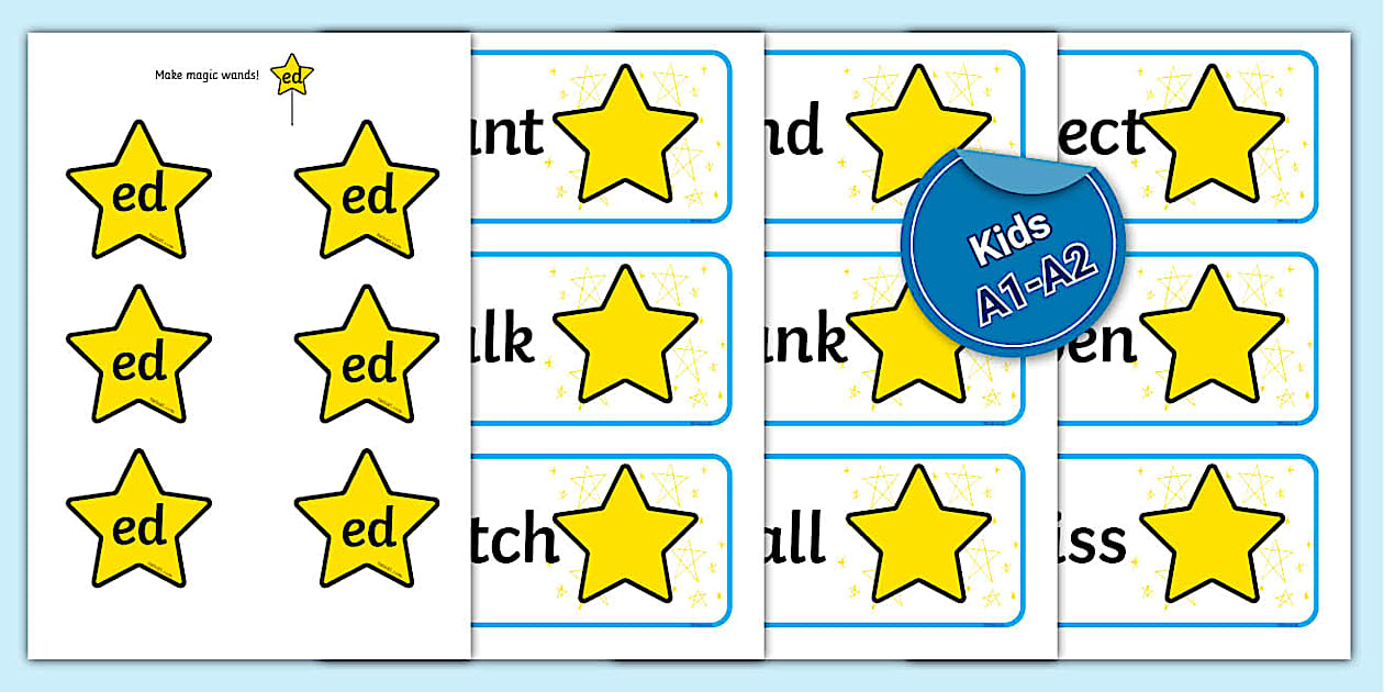 ESL 'Ed' Ending Verbs and Wand (teacher made) - Twinkl