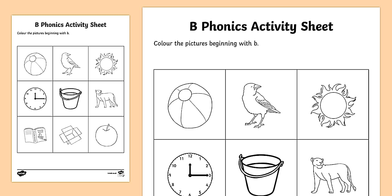 Phonics b Sound | Colouring Worksheet | Primary Resources